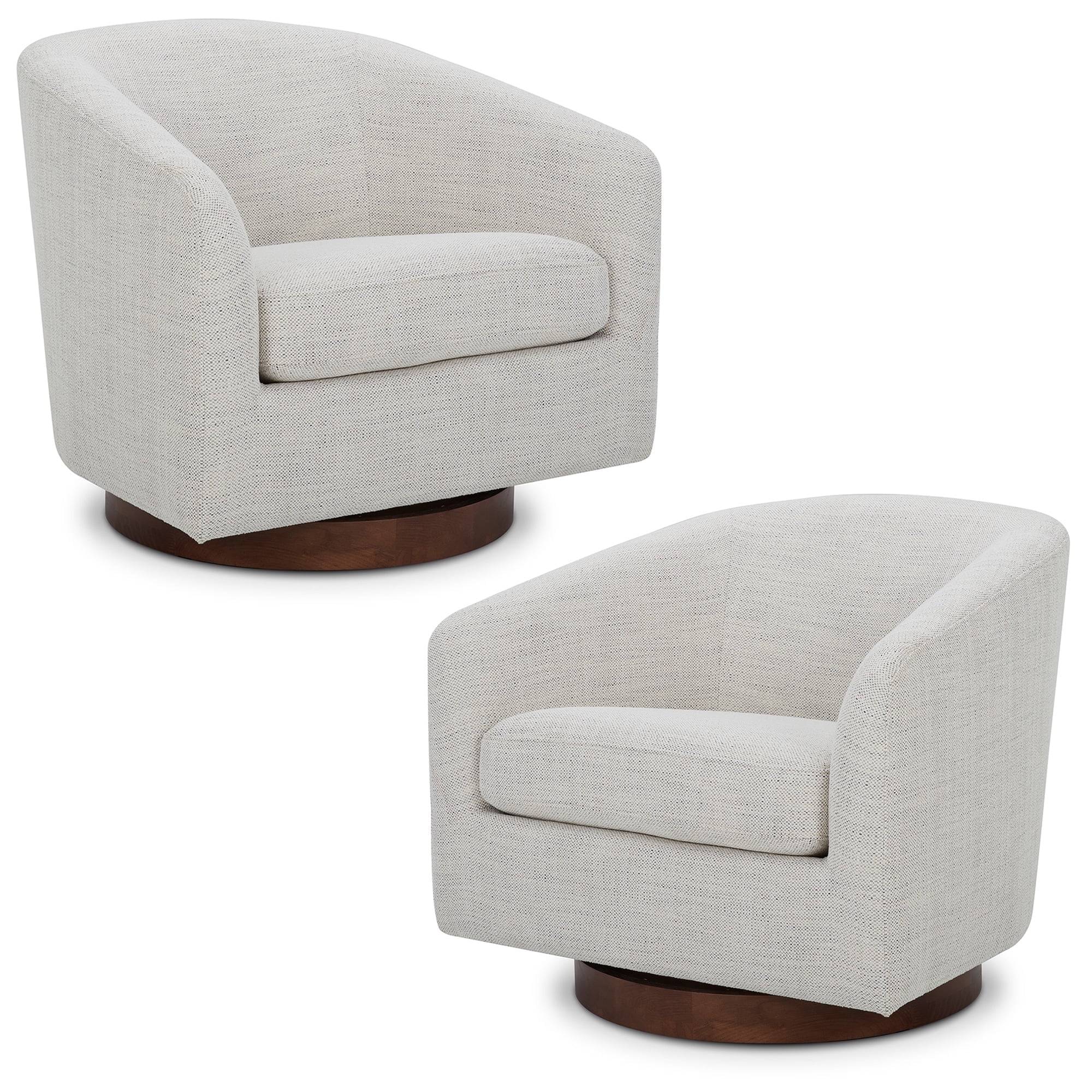 CHITA Swivel Accent Chair Set of 2, Fabric Barrel Arm Chair, Ivory ...
