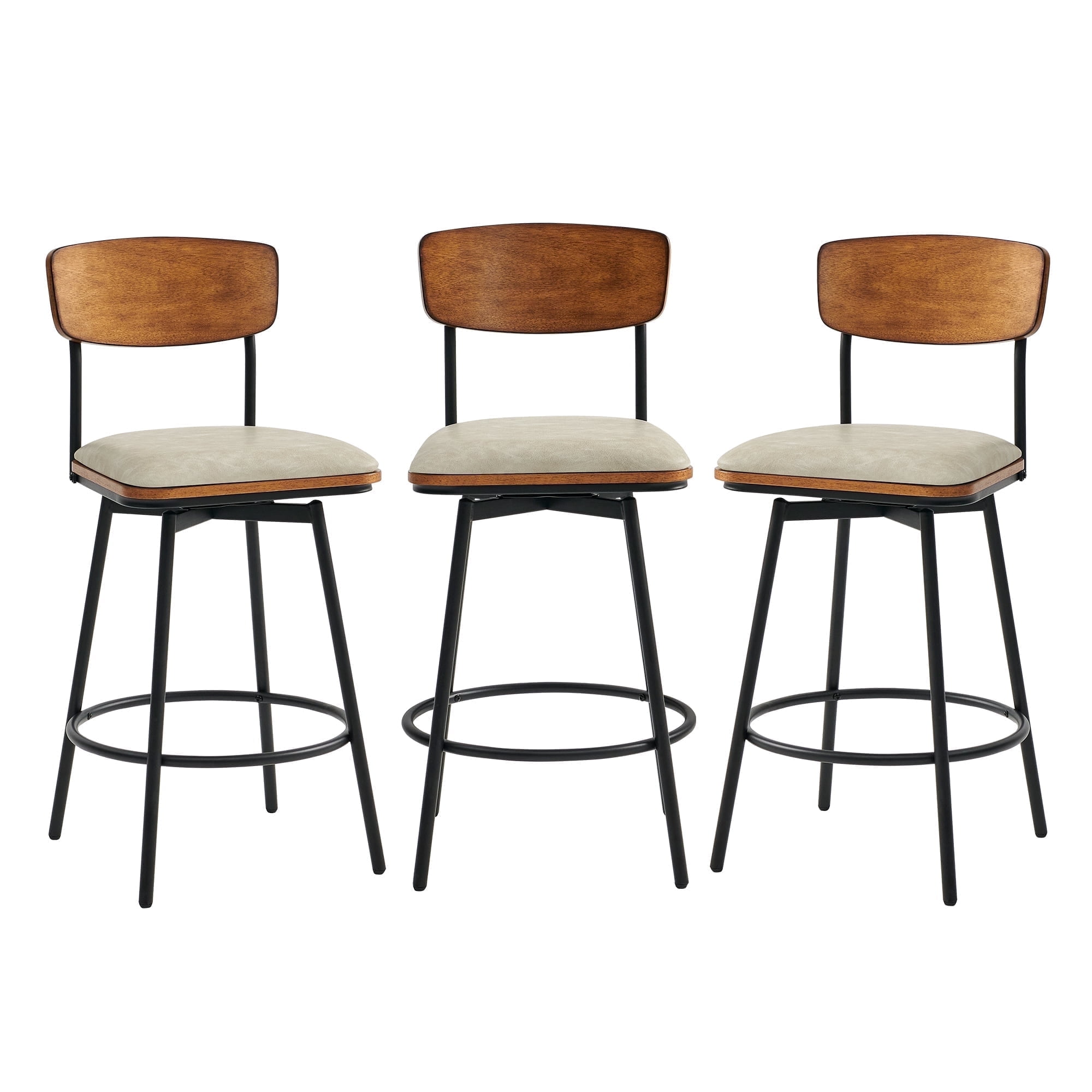 CHITA Set of 3 Swivel Counter Height Bar Stools, 27'' Seat, Metal ...