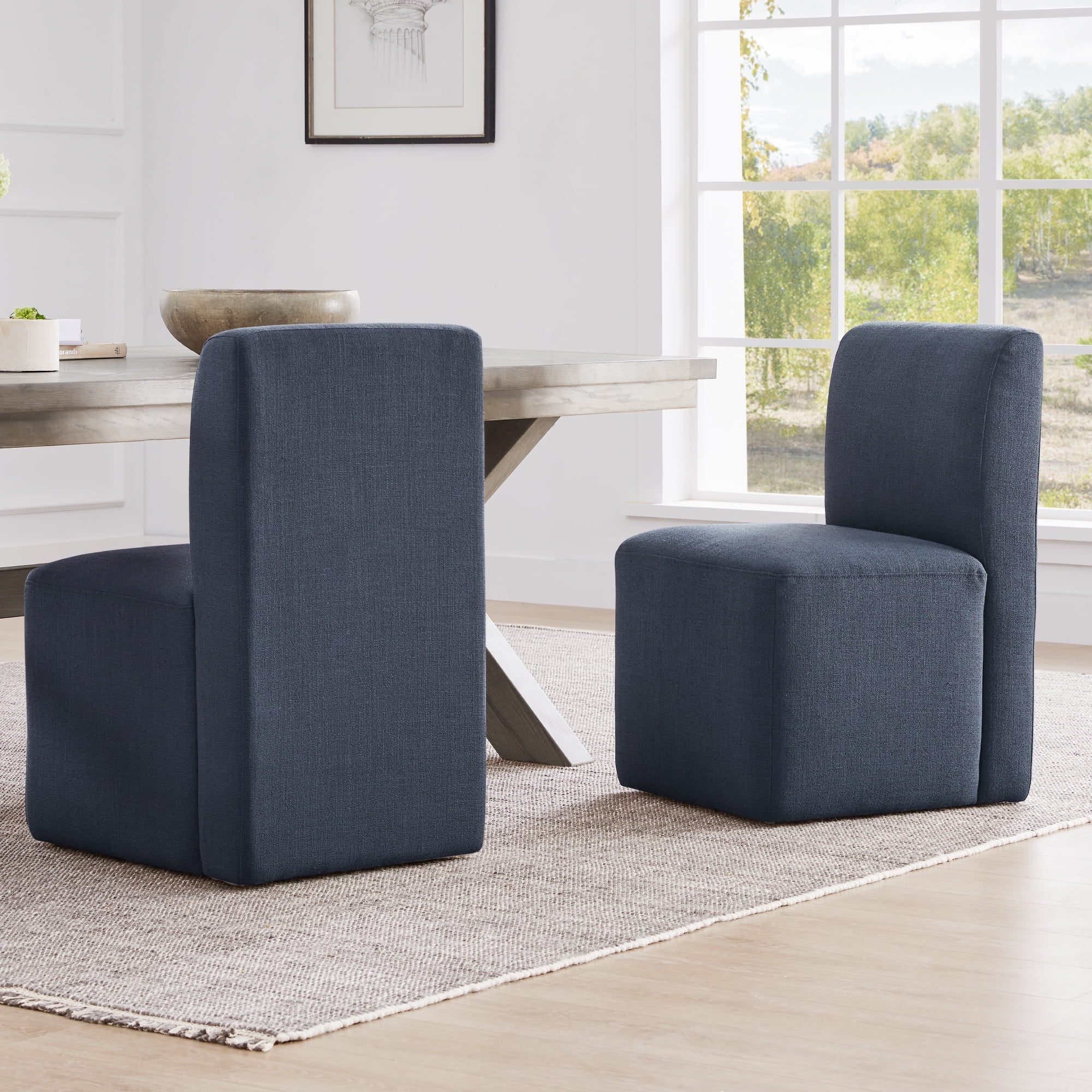 CHITA Modern Armless Office & Dining Chairs with Casters, Set of 2 ...