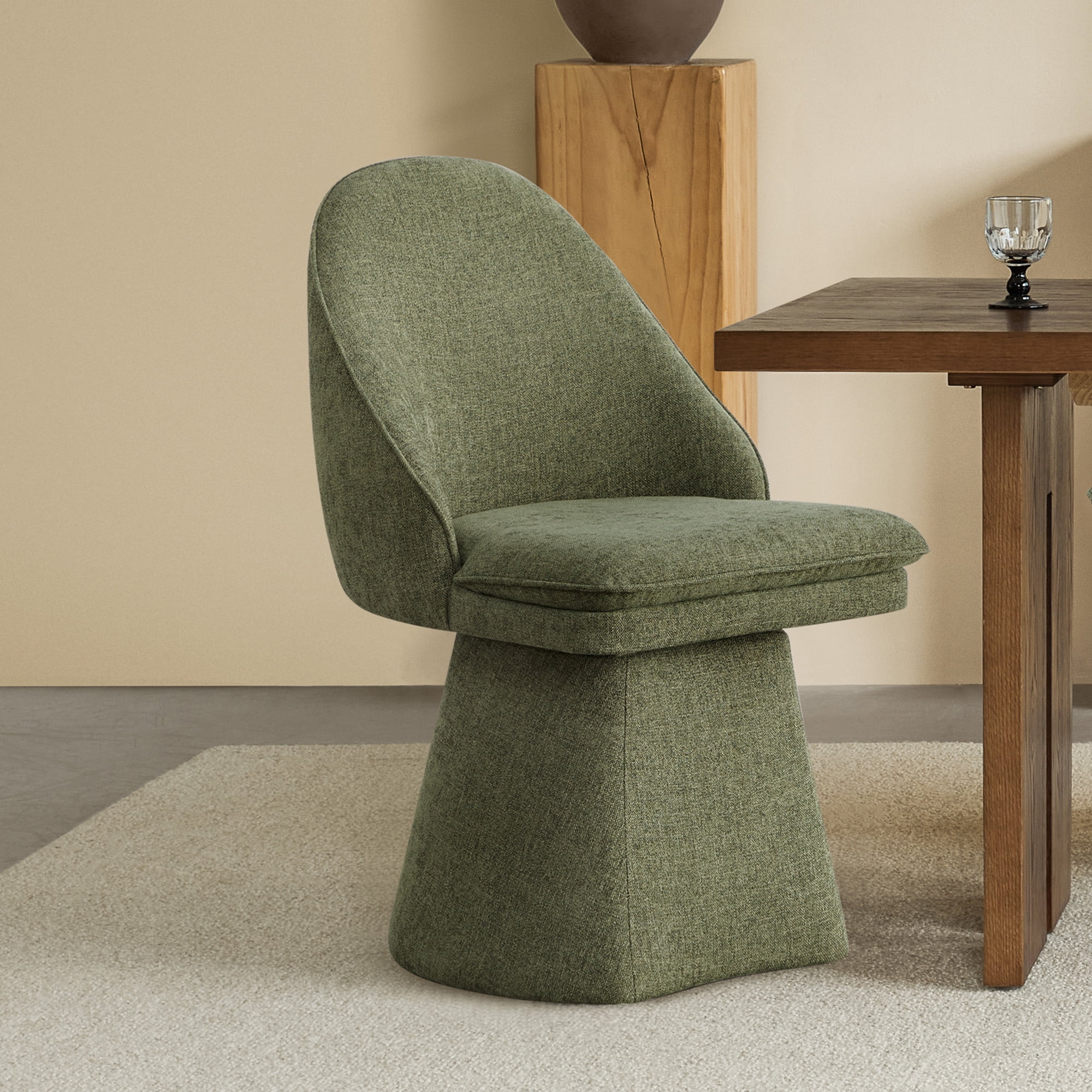 CHITA Upholstered Swivel Armless Dining Chair Double-layered Cushions ...