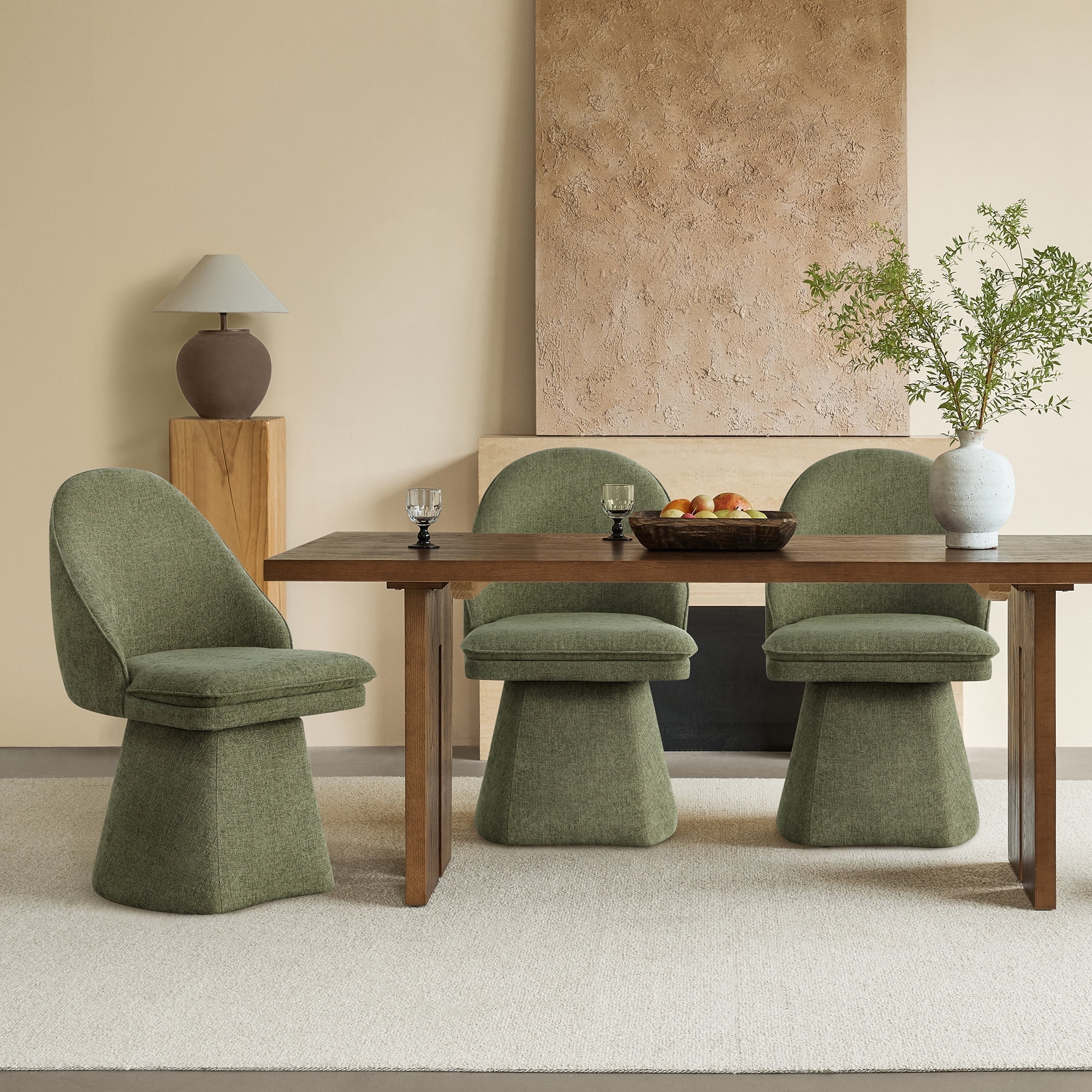 CHITA Upholstered Swivel Armless Dining Chair Double-layered Cushions ...