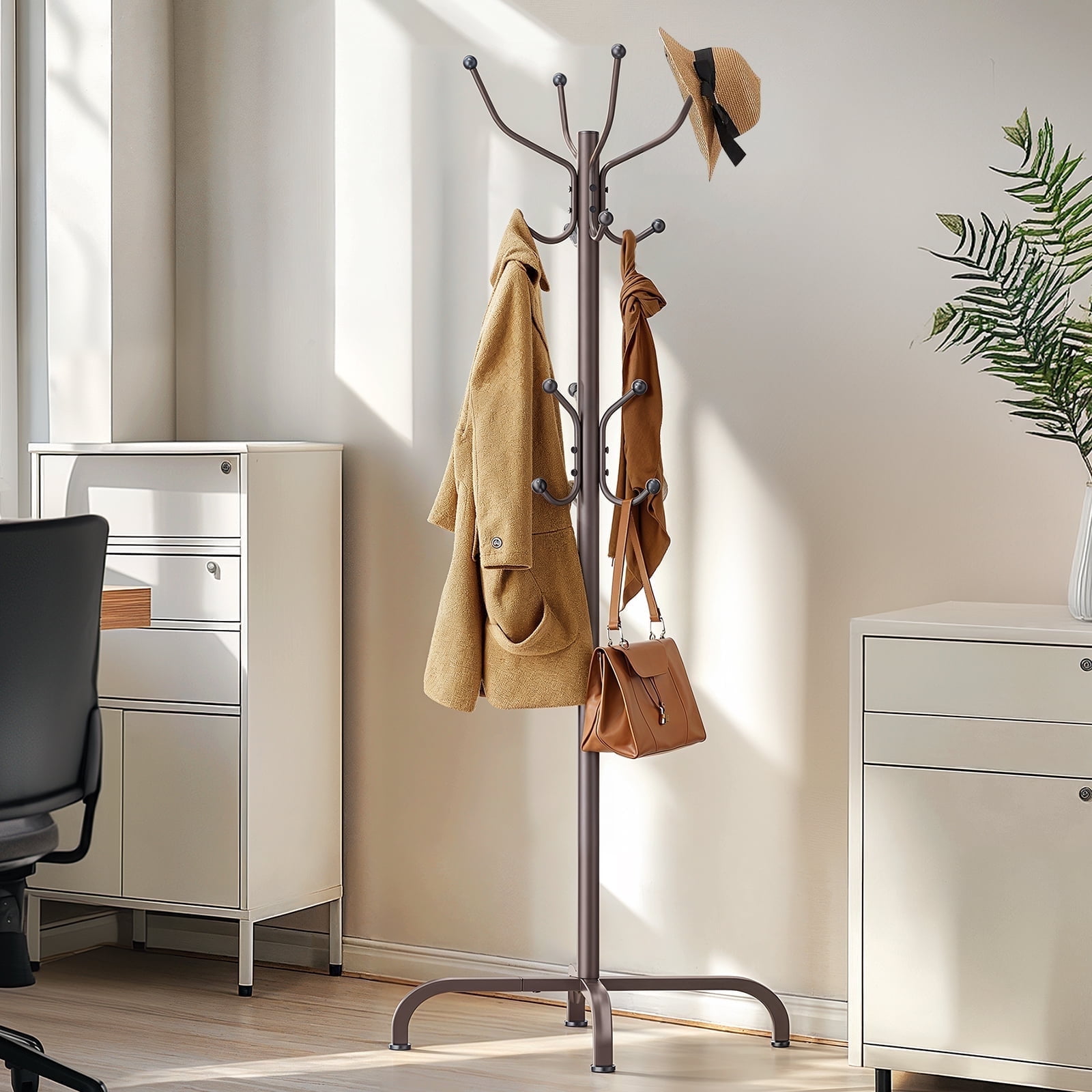 CHITOOMA Coat Rack Stand, Metal Freestanding Coat Tree with 14 Hooks ...