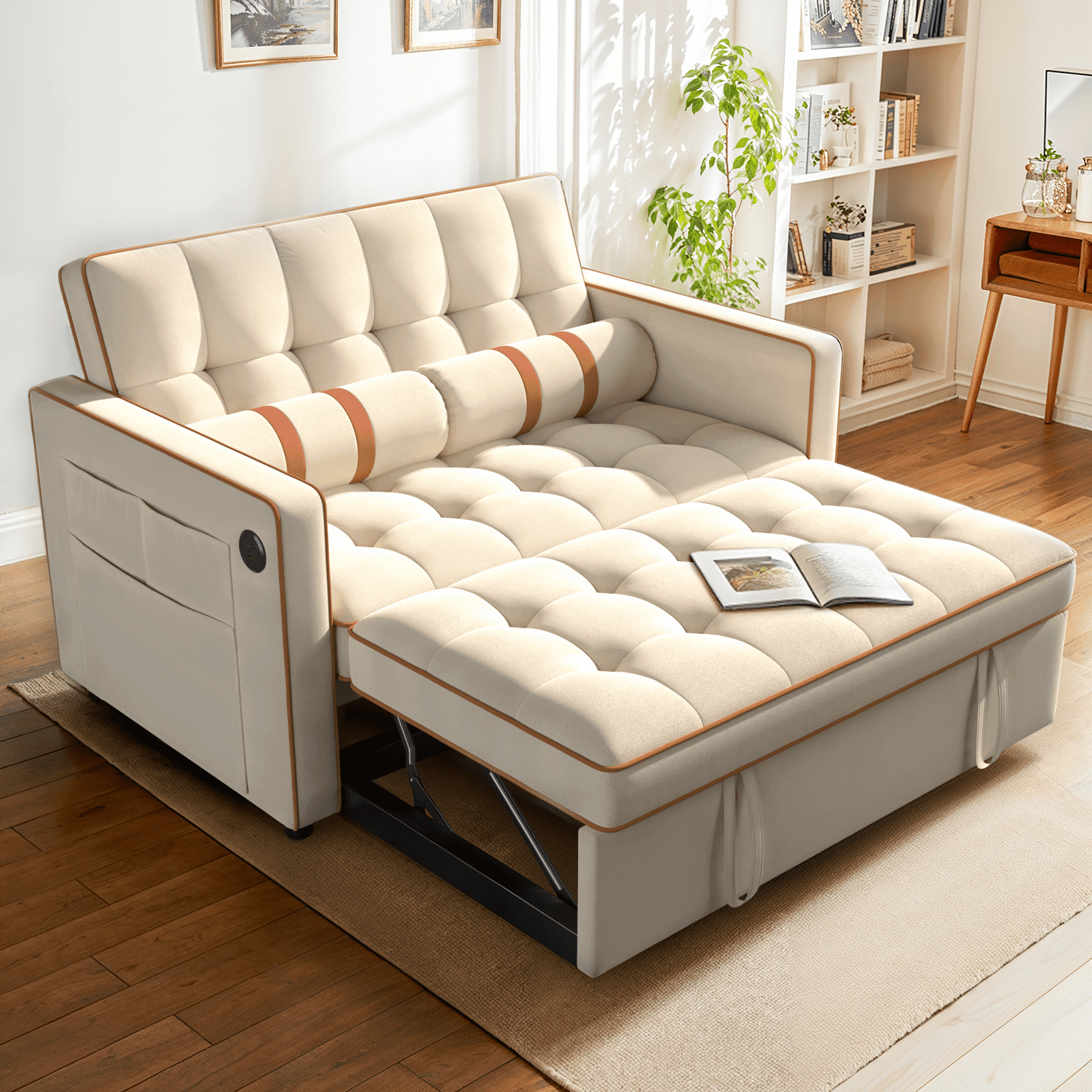 CHITOOMA 3 in 1 Pull Out Sofa Bed with Adjustable Backrest, 70 ...