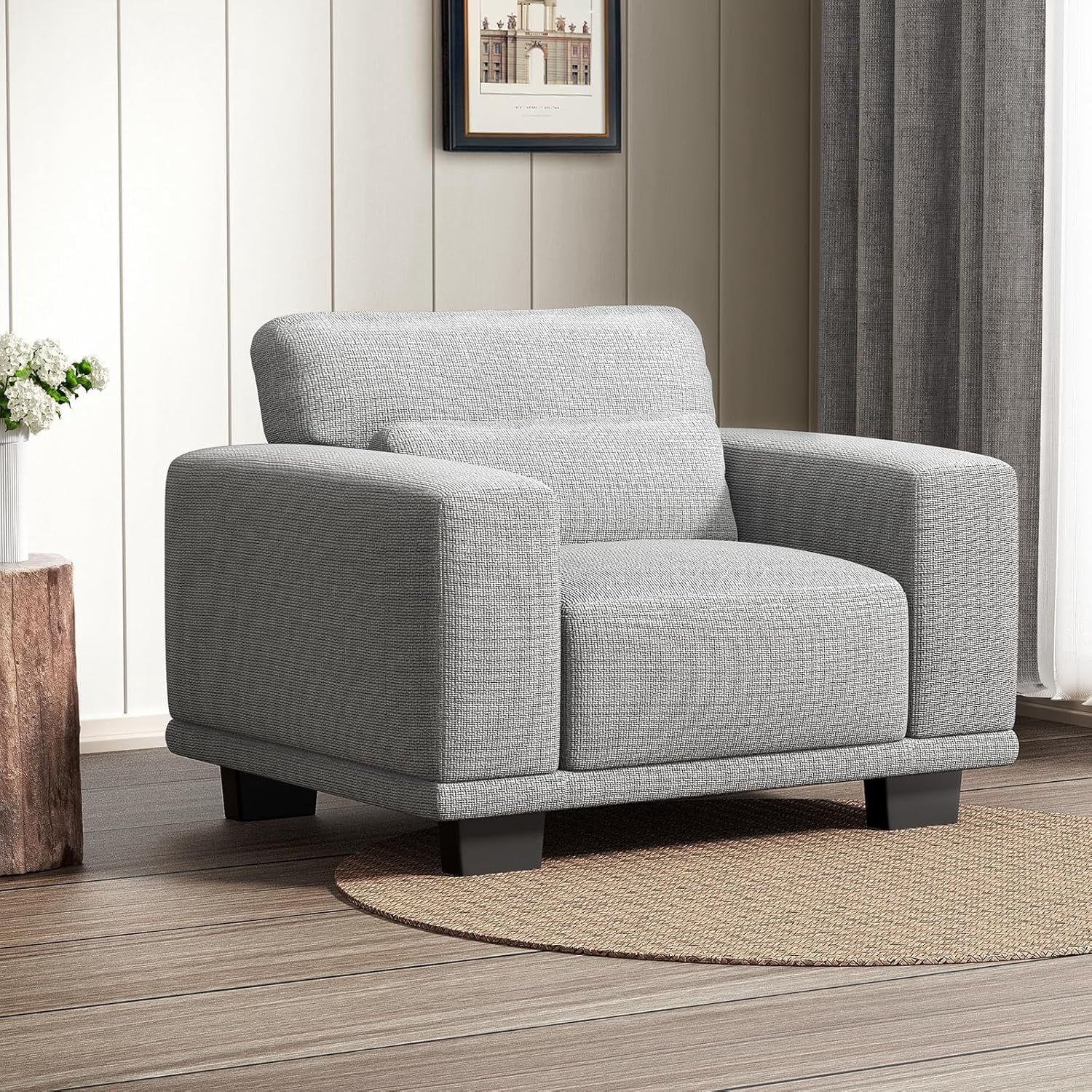 CHITOOMA 40" Oversized Accent Chair, Linen Upholstered Armchair with ...