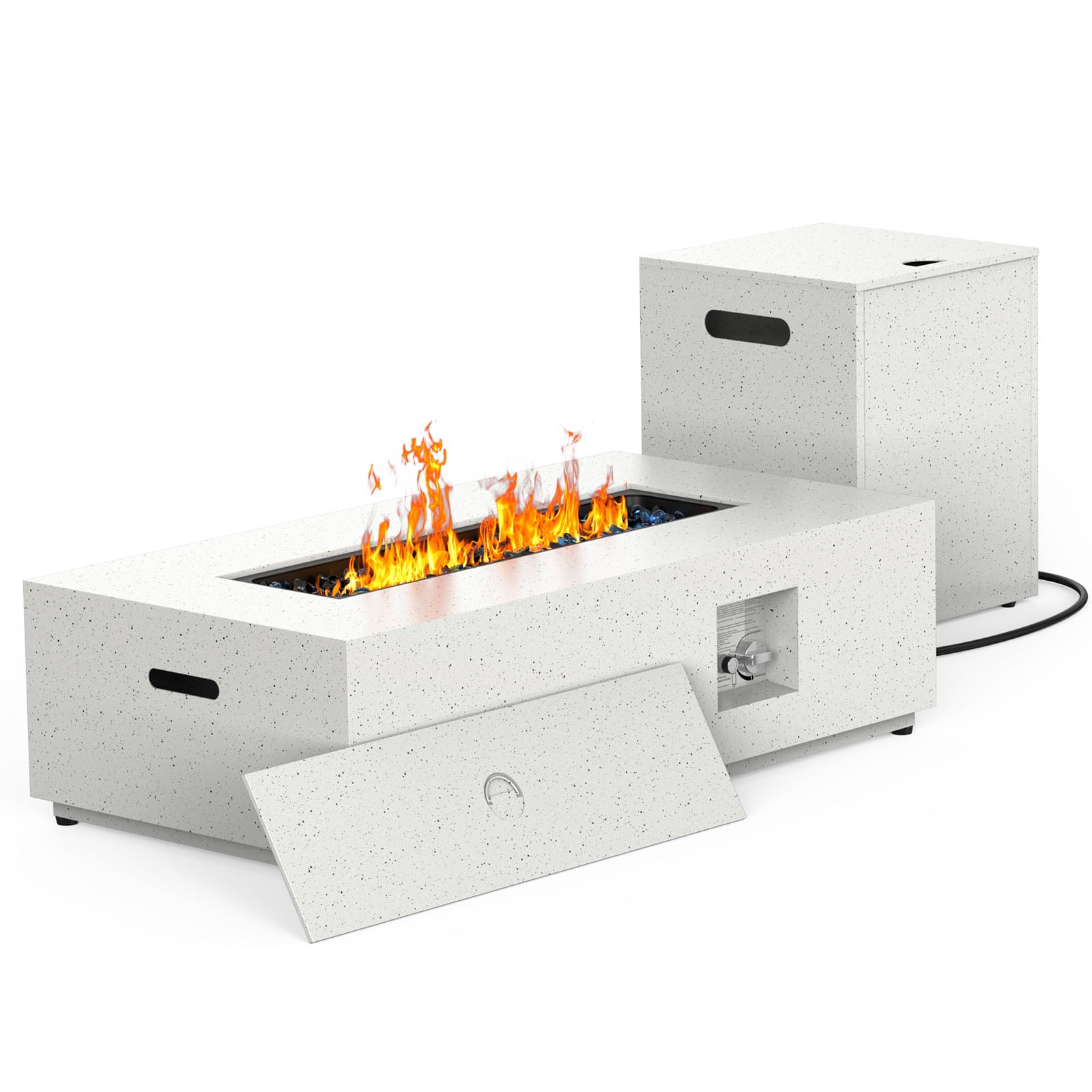 CHITOOMA 43" Propane Fire Pit with Side Table, 50,000 BTU Outdoor Gas ...
