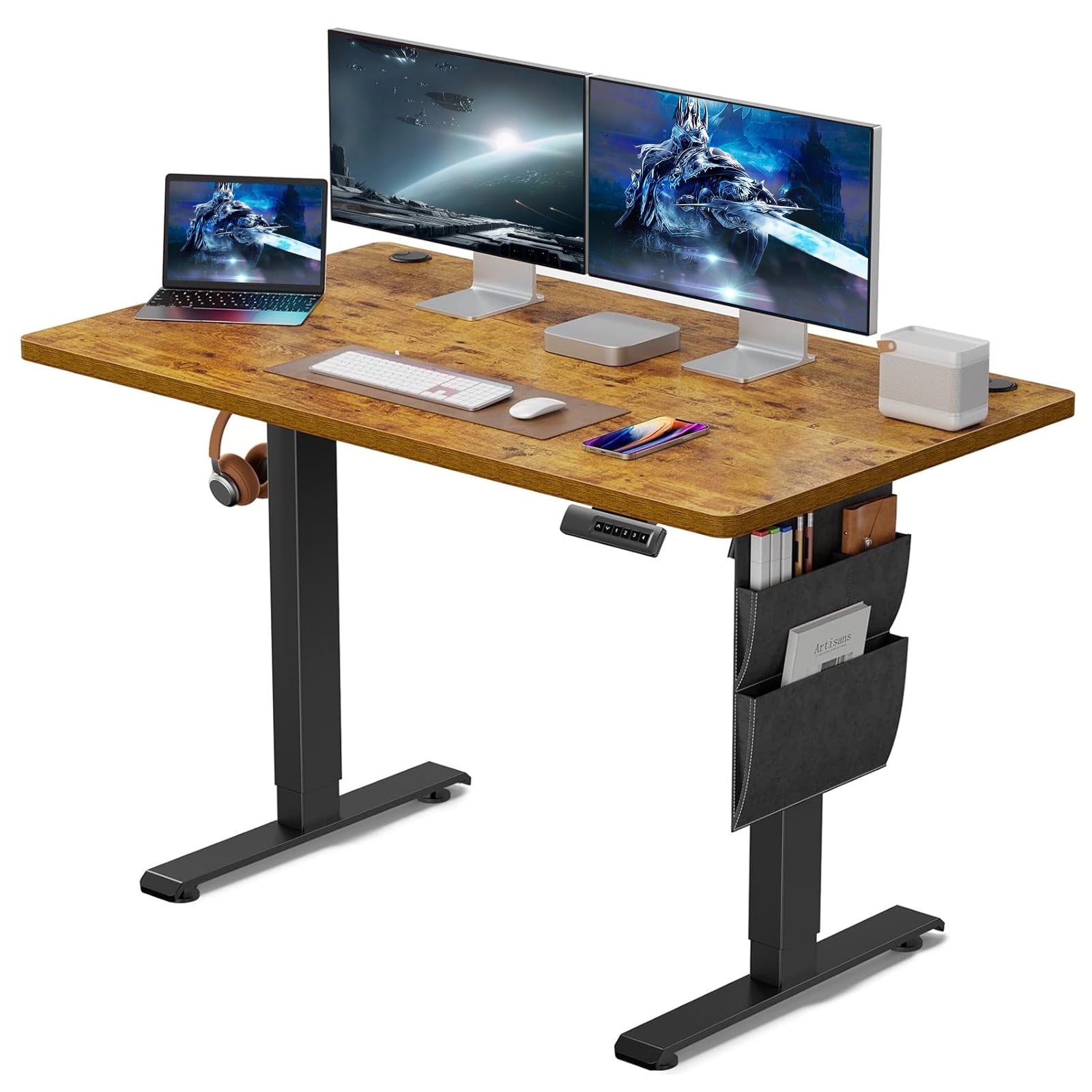 "Adjustable Height Electric Standing Desk 48x24"" with Headphone Hook ...