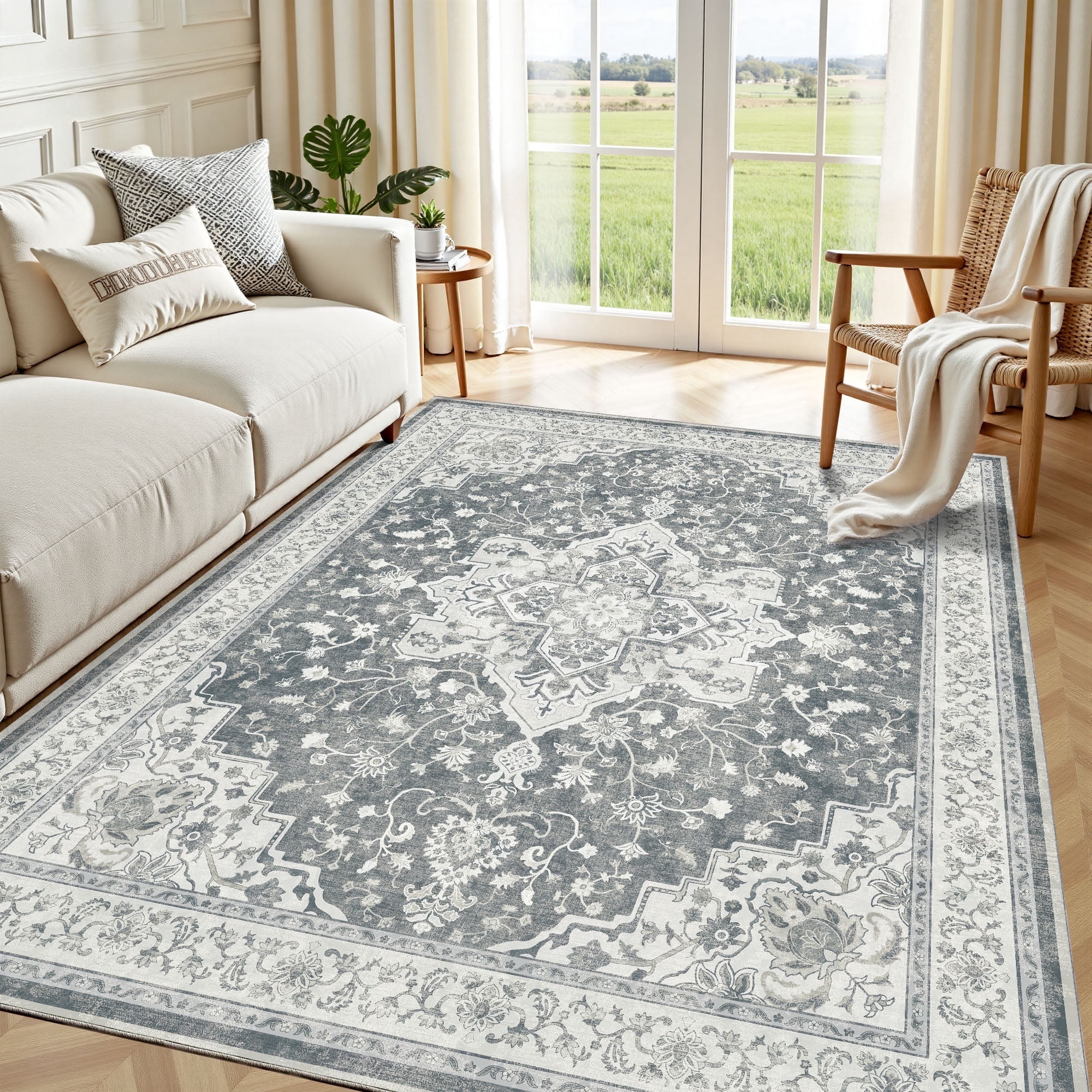 CHITOOMA 5'x7' Area Rugs for Living Room, Washable Rugs Vintage Soft ...