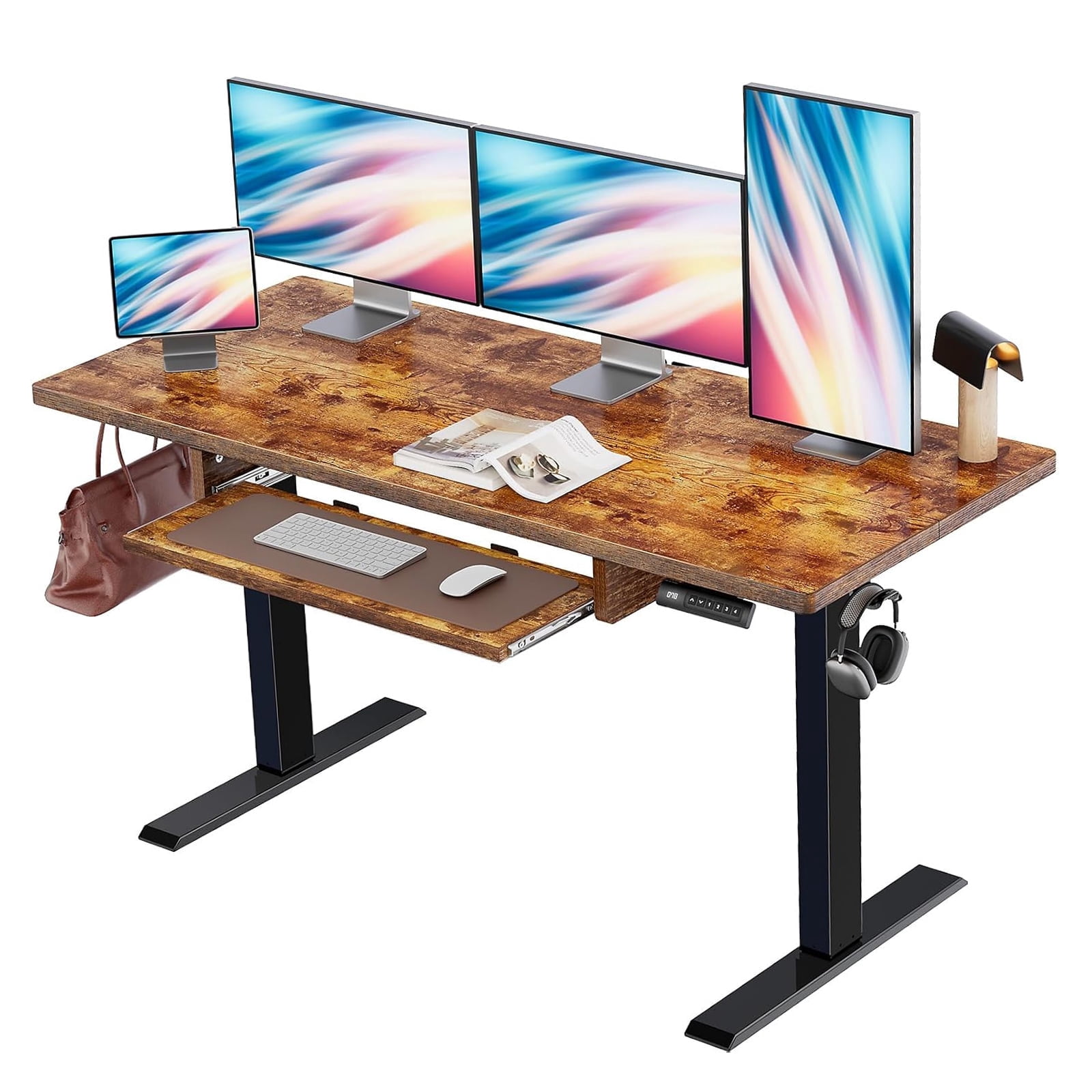 Powerful Electric Standing Desk with Keyboard Tray, Adjustable Height ...