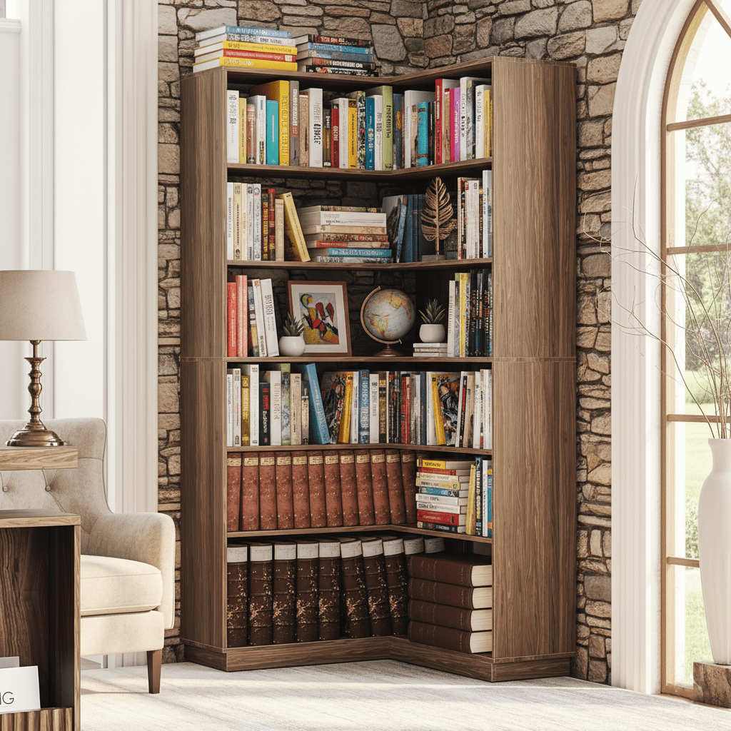 CHITOOMA Corner Bookshelf, 73" L-Shaped Tall Bookcase, 6 Tiers Modern ...