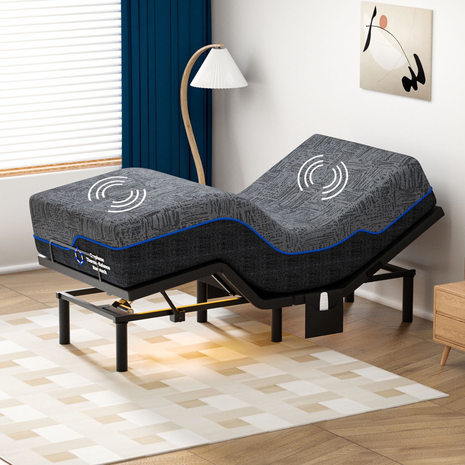 CHITOOMA Twin XL Electric Adjustable Bed Frame with 14 Inch Gel Memory ...
