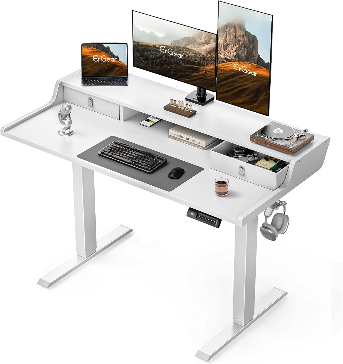 CHITOOMA Electric Standing Desk with Drawers, 48″ x 24″ Height ...