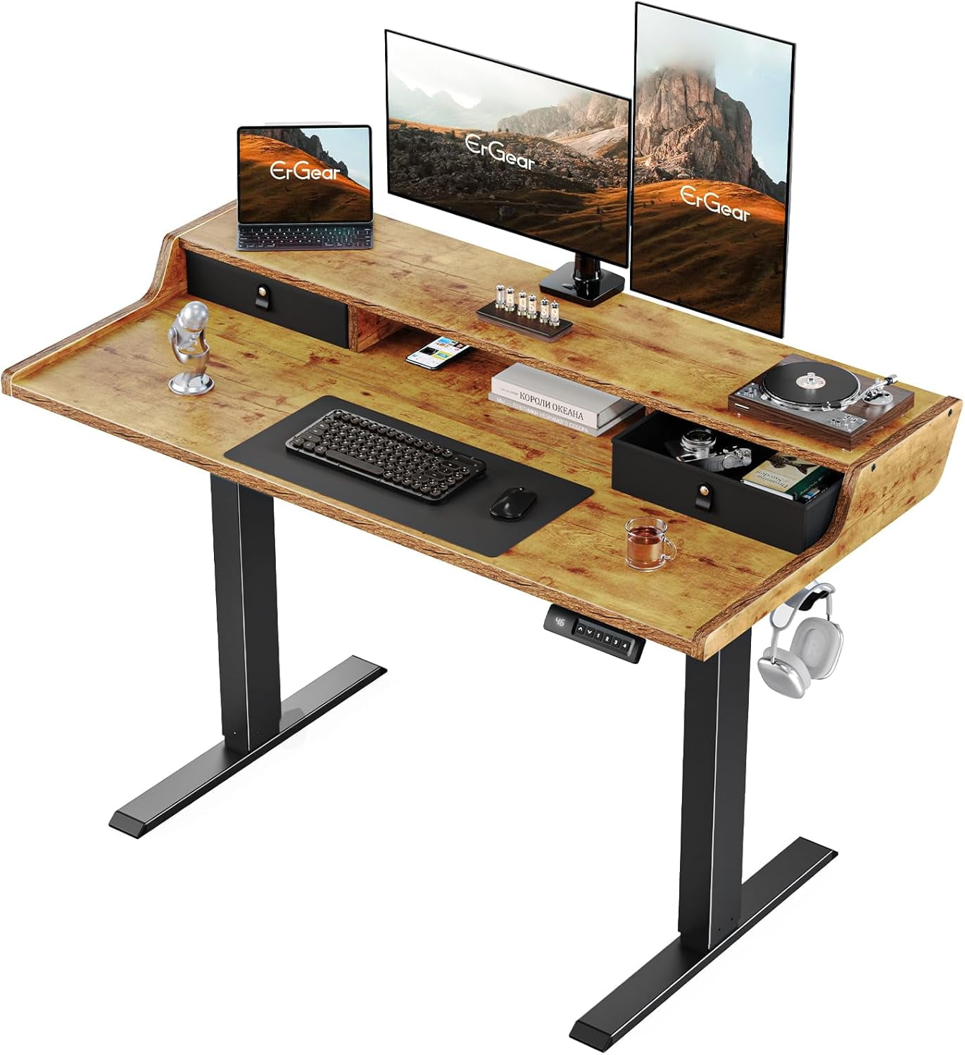 CHITOOMA Electric Standing Desk with Drawers, 48″ x 24″ Height ...