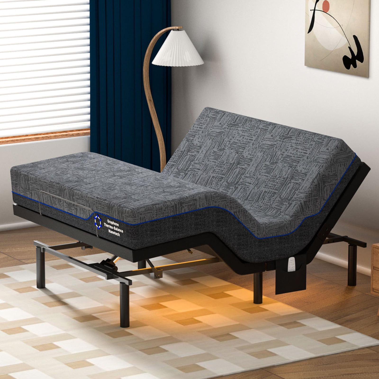 CHITOOMA Full Adjustable Bed Frame with 10 Inch Gel Memory Foam ...