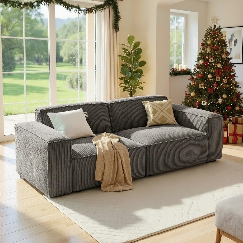 Chitooma Modular Sectional Couch 80 Corduroy Loveseat With Deep Seats