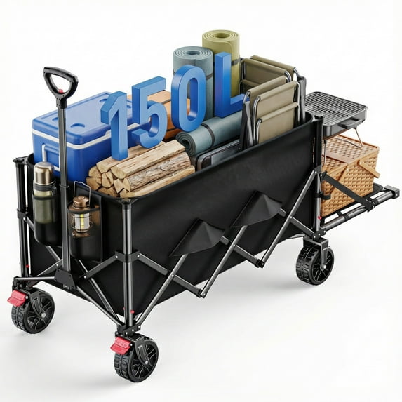 CHITOOMA Wagon Cart Foldable, Expandable Utility Wagon for Outdoor ...