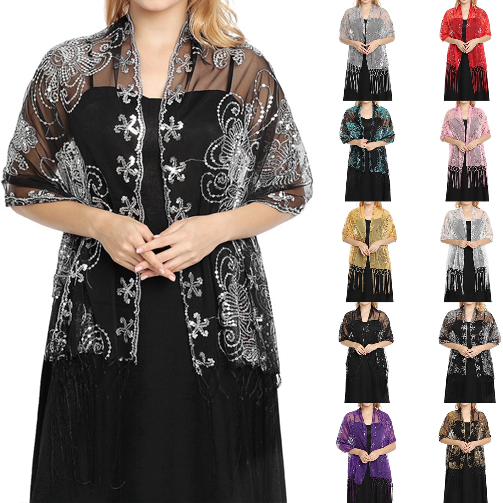 CHIUNL Elegant Flat Shawl Wraps for Women - Suitable for Evening Dress, Dance Party, Pretty ...