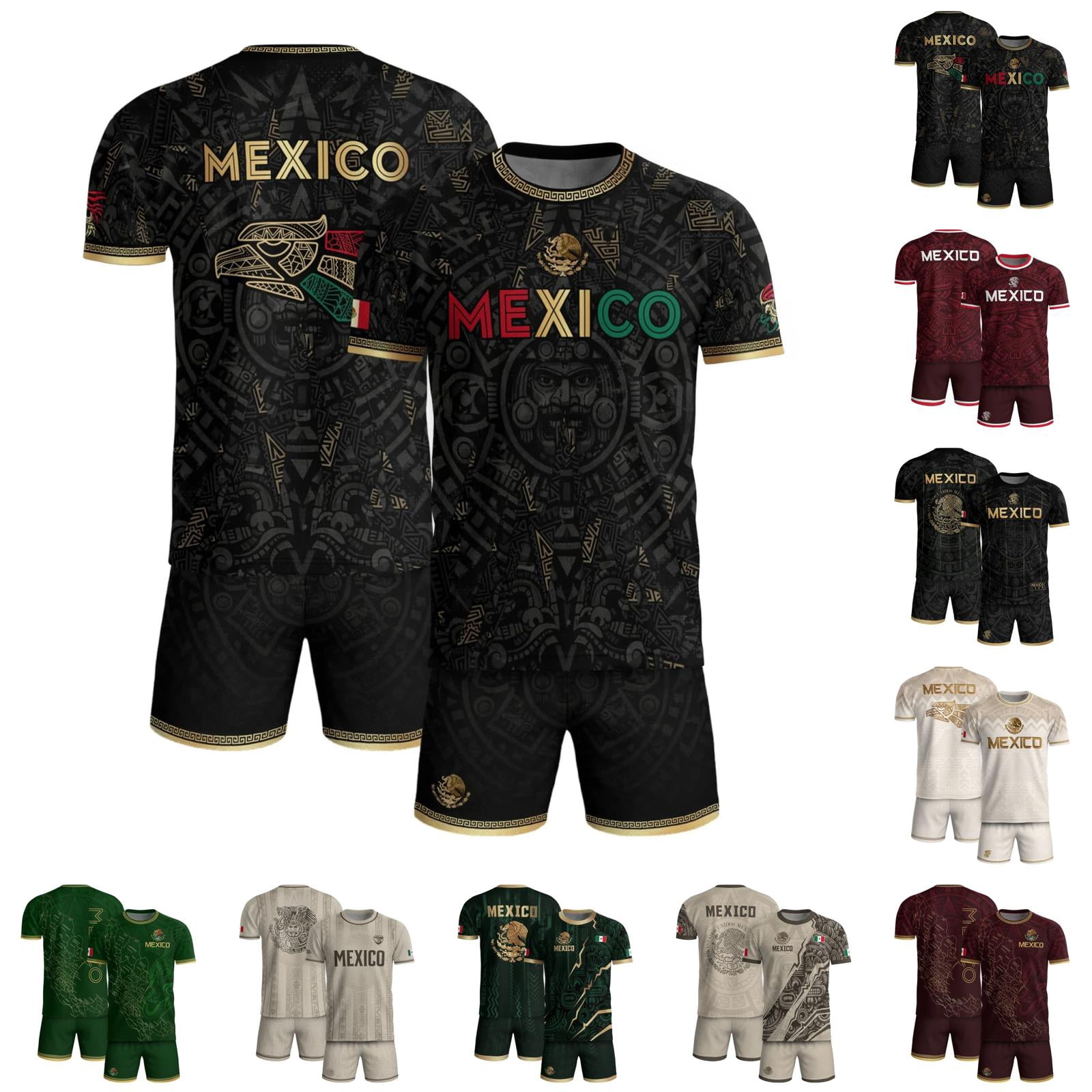 CHIUNL Men's Mexico Soccer Jersey Shorts Set - Soccer Cup 2026 Aztec ...