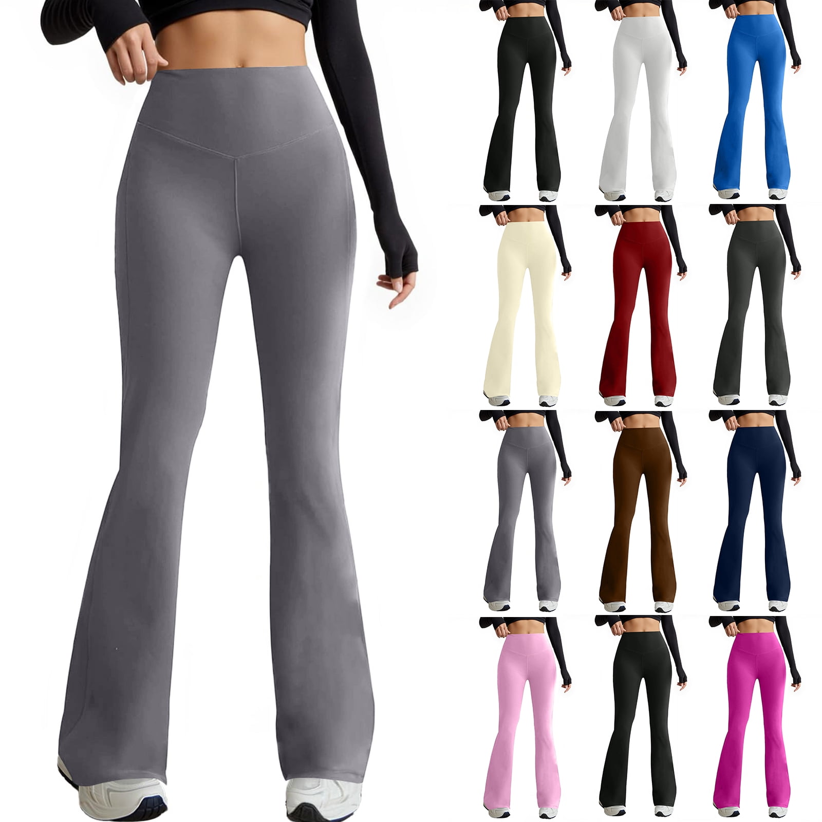 CHIUNL Straight Leg Yoga Pants for Women, High Waisted Pocketless Tummy ...