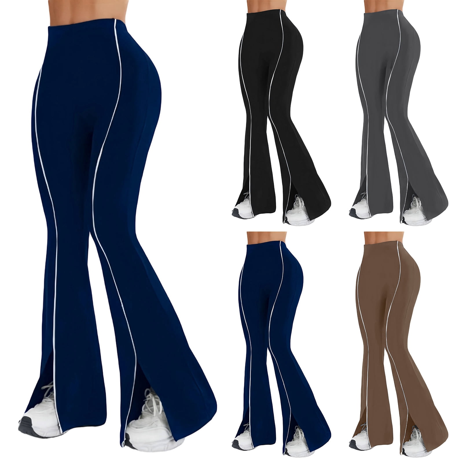 CHIUNL Straight Leg Yoga Pants for Women, High Waisted Tummy Control ...