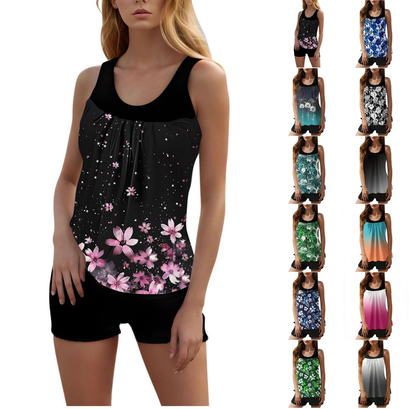 CHIUNL Tankini Swimsuits for Women, Tummy Control Bathing Suit for ...