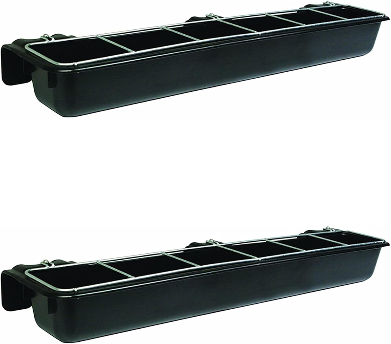 CHJZ HF9BLACK Hook Over Goat Trough Heavy Duty Galvanized Steel 9 Quart Feeder, Black (2 Pack ...