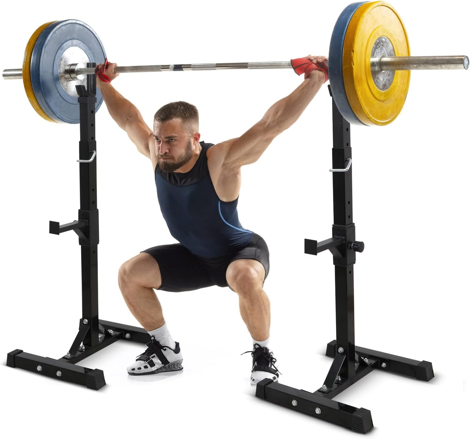 CHJZ Pair of Squat Rack, Bench Press Rack Adjustable 40"-66" Solid ...