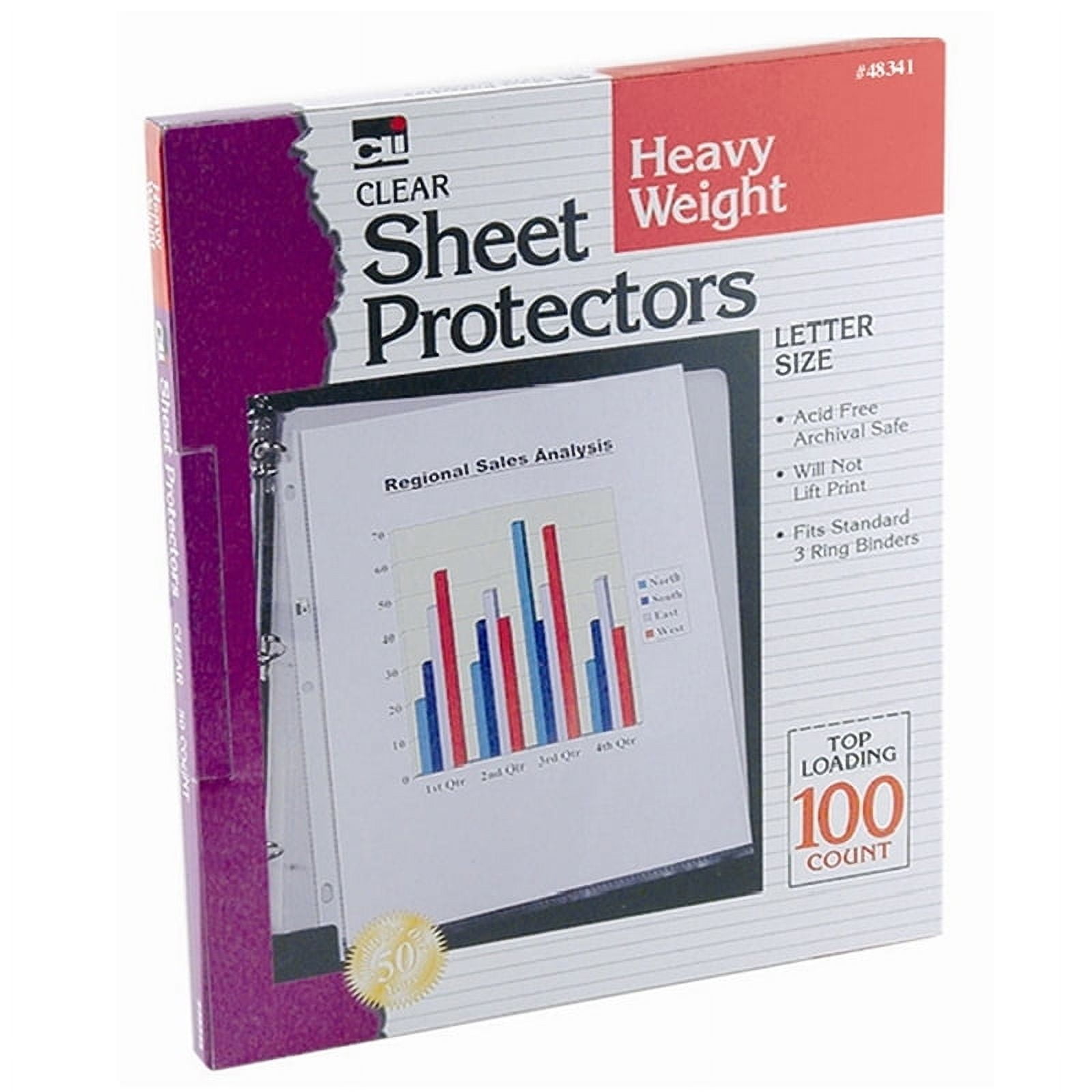 CHL48341 - Sheet Protectors, Heavy Weight, Letter Size, Clear, Box of ...