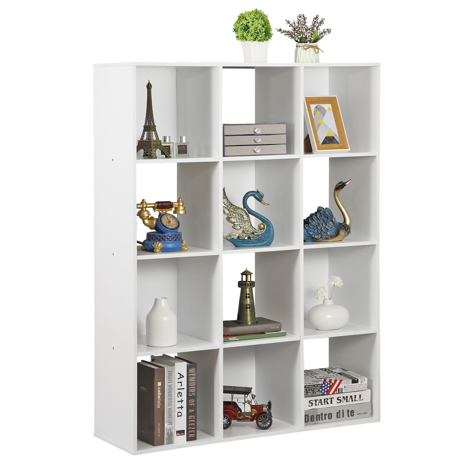 CHLET 12 Cube Storage Organizer Compartment Open Shelf Bookcase ...