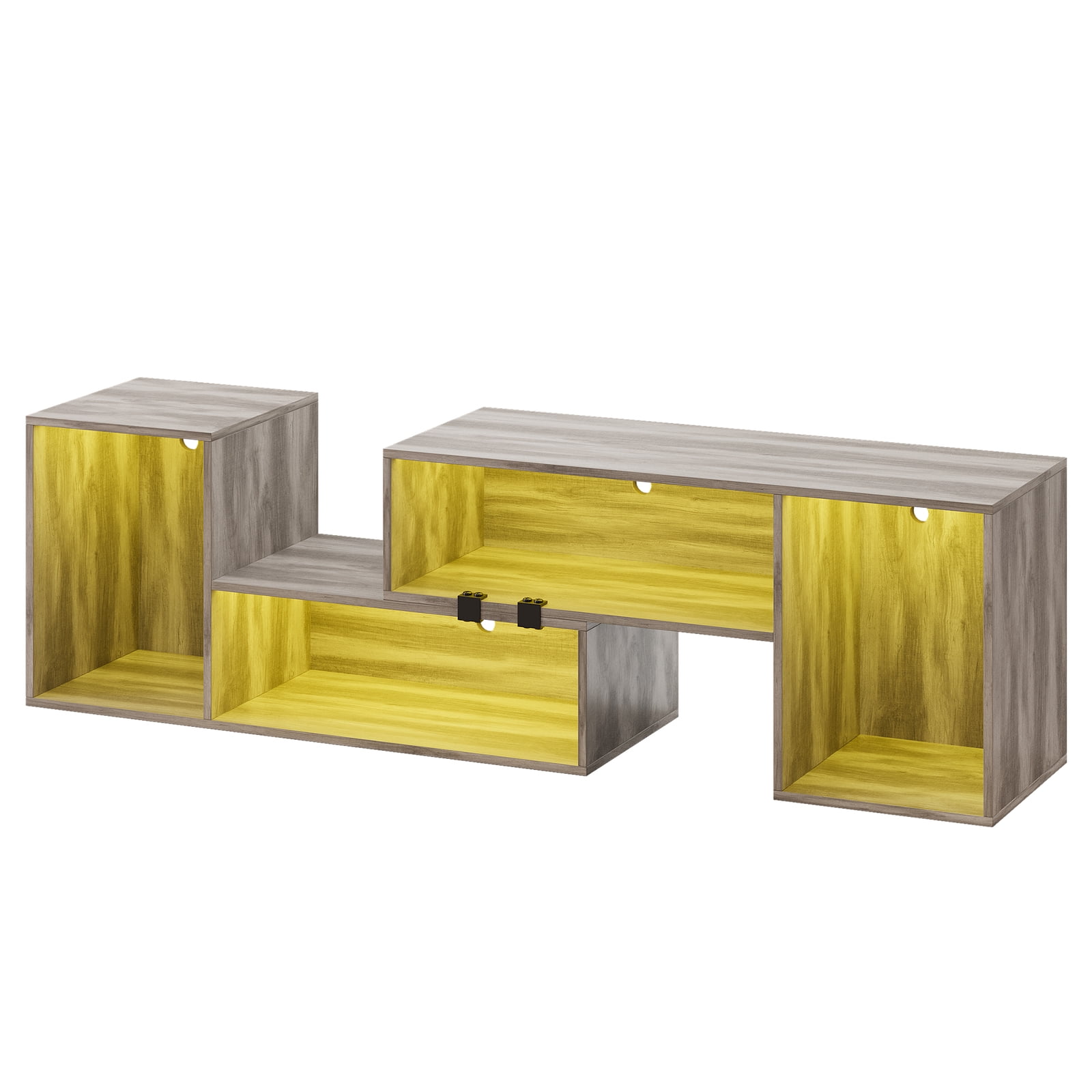 CHLET 16"D x 41"W x 19"H Deformable TV Stand with LED Lights for 65/70 ...