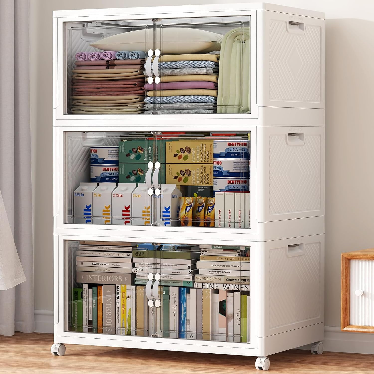 CHLET 160QT Stackable Storage Bins with Lid, 40Gal Plastic Box ...