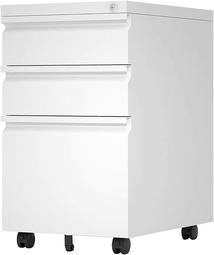 CHLET 2 Drawer File Cabinet, Lockable Metal Filing Cabinet with Wheels ...