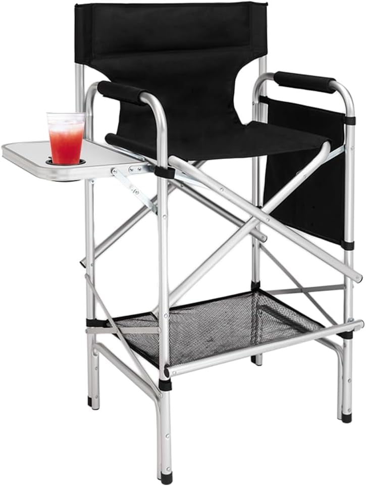 CHLET 31" Tall Folding Directors Chair with Side Table Storage Bag ...