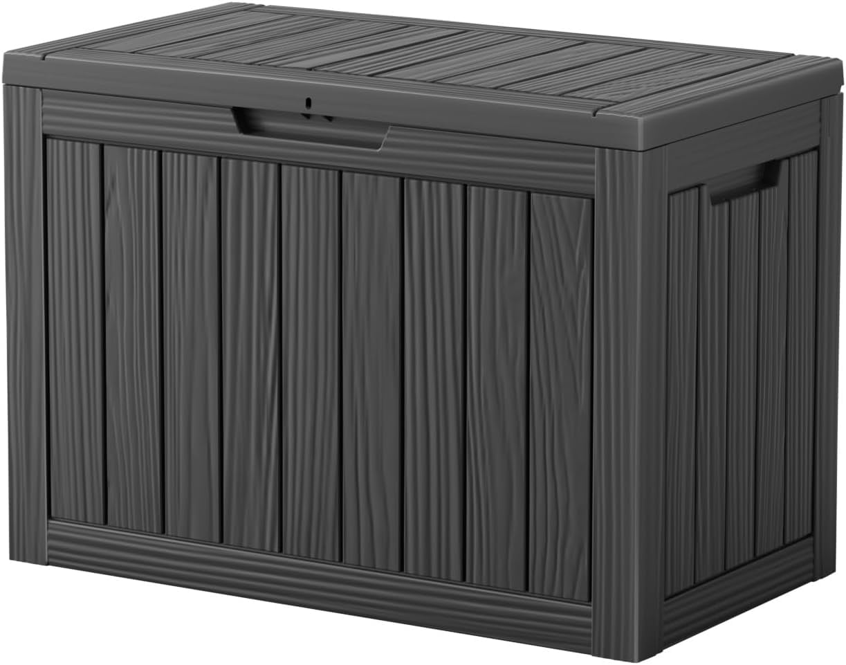 CHLET 45 Gallon Waterproof Outdoor Storage Box,Resin Deck Box,Lockable ...