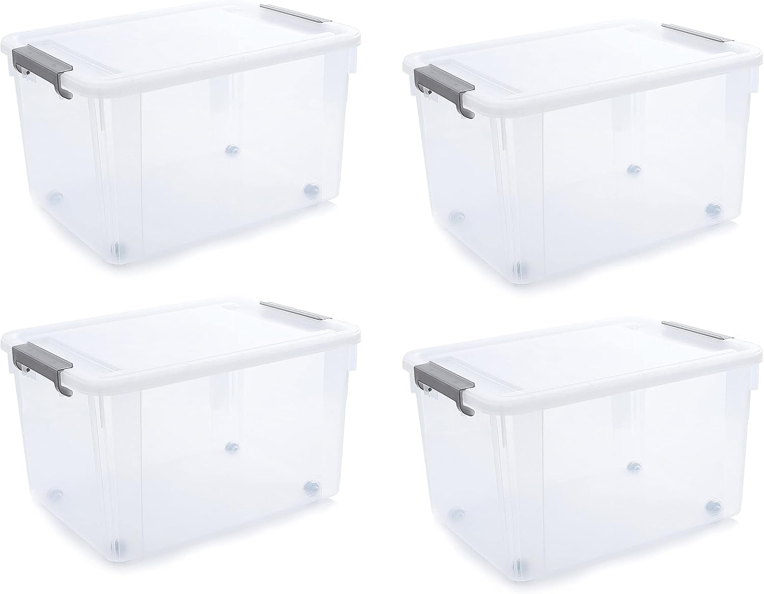 CHLET 58.1 QT Plastic Storage Bins with Latching Lids Stackable Storage ...