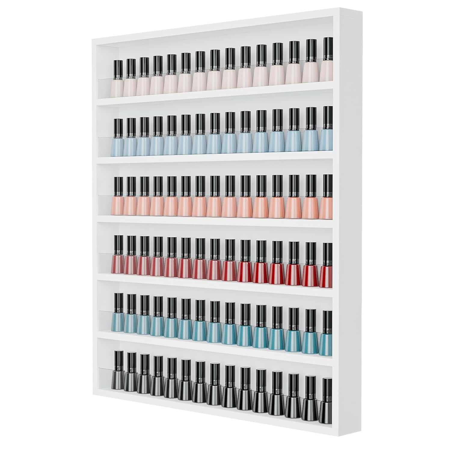 CHLET 6 Layers Nail Polish Rack, Wall Mount Nail Polish Organizer w ...
