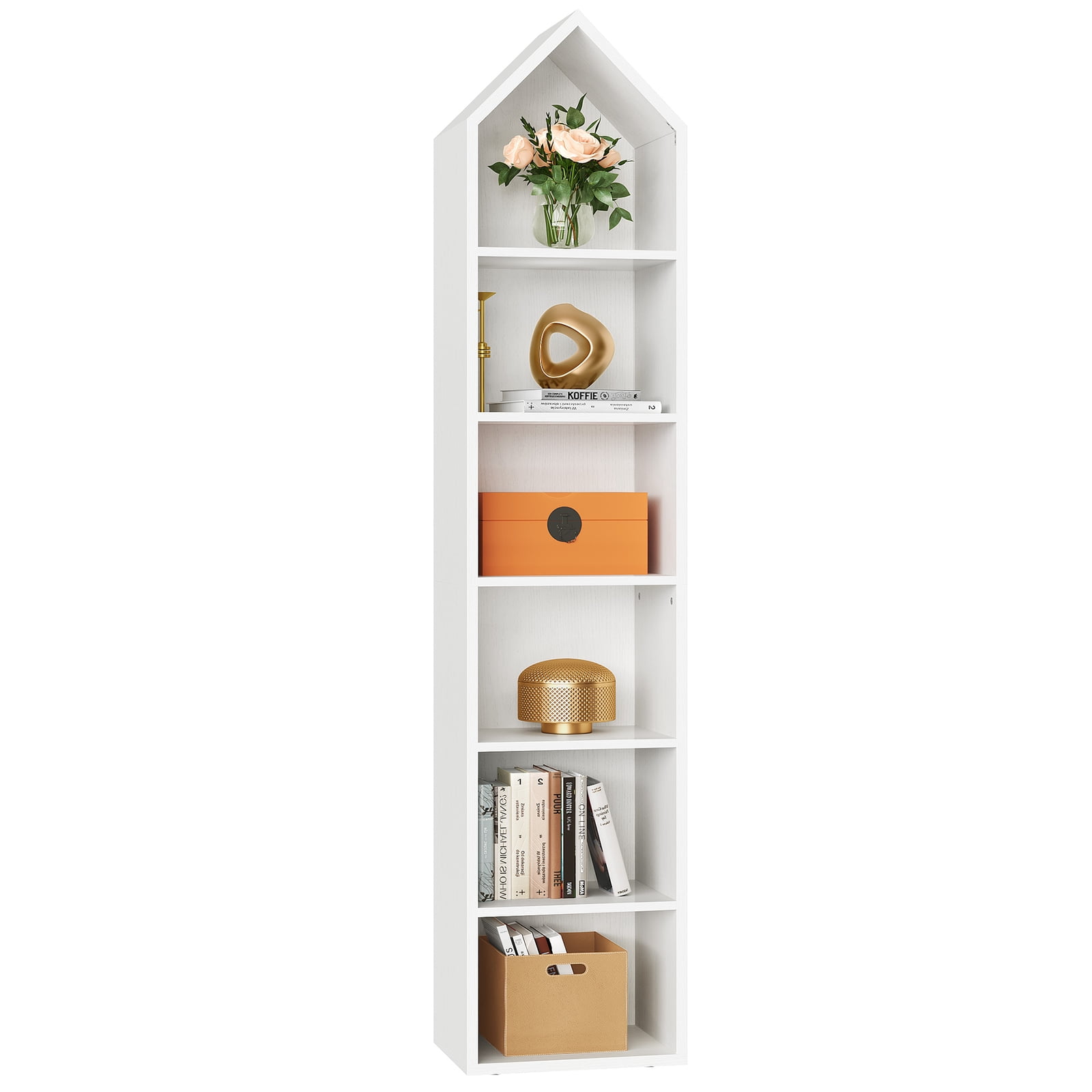 CHLET 6-Tier 73" Tall Narrow Bookcase Bookshelf Open Storage Display ...