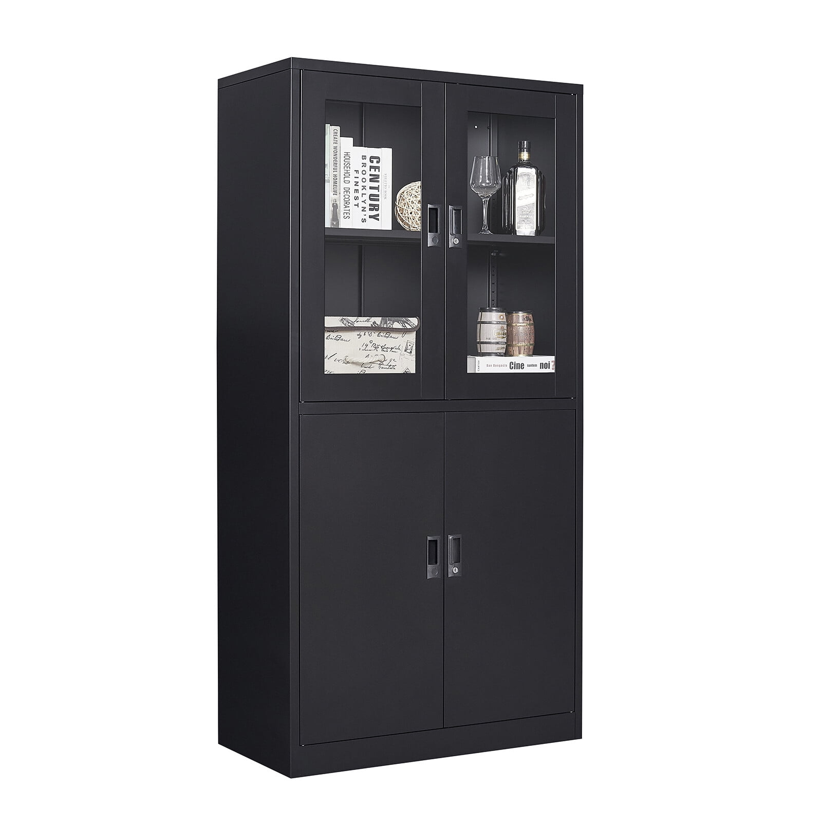 CHLET 71" Black Metal Steel Kitchen Pantry File Cabinet Storage ...