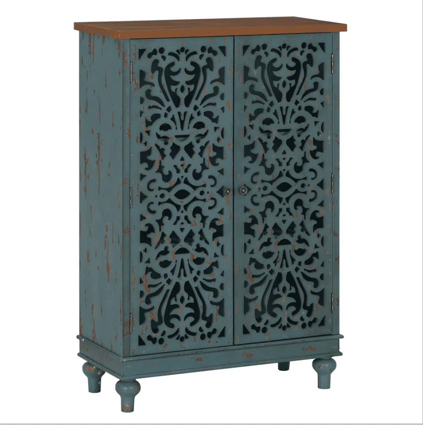 CHLET Accent Cabinet with 2 Doors, 47.4" Tall Distressed Storage ...