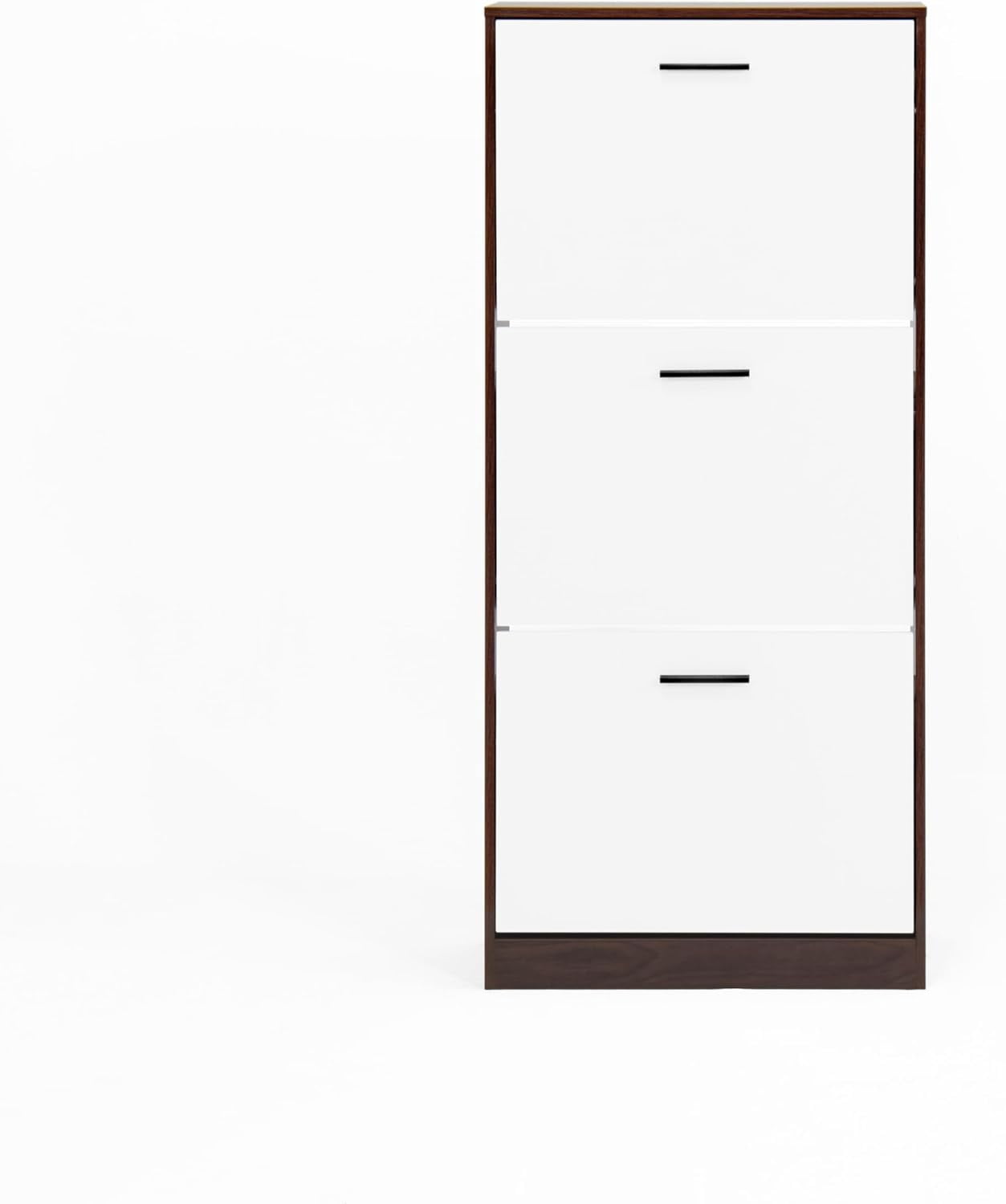 CHLET Hidden Shoe Storage Cabinet with 3 White Panel Flip Drawers ...