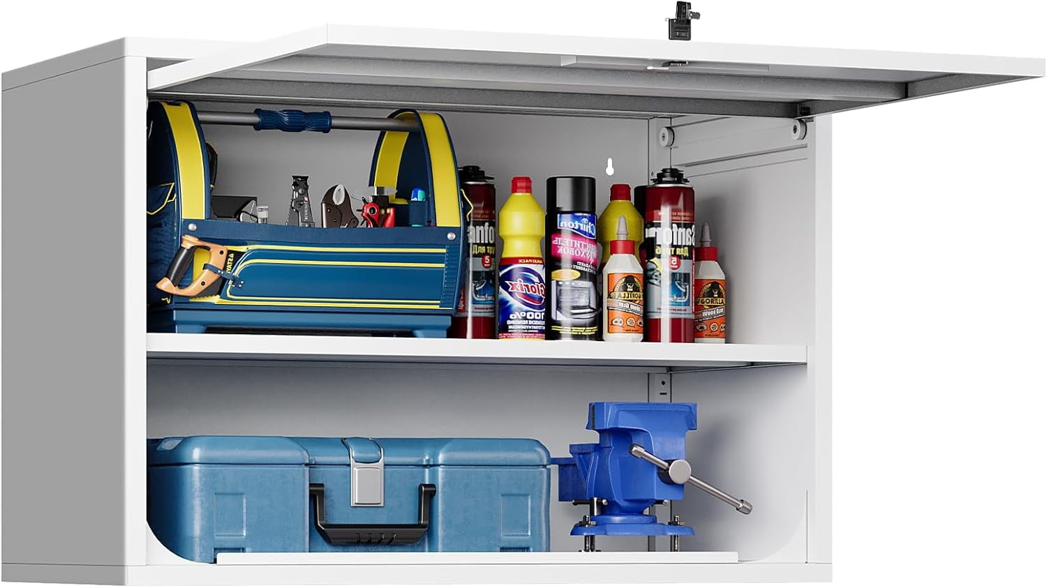 CHLET Metal Wall Storage Cabinet Adjustable Shelf 22'' Tall Steel ...