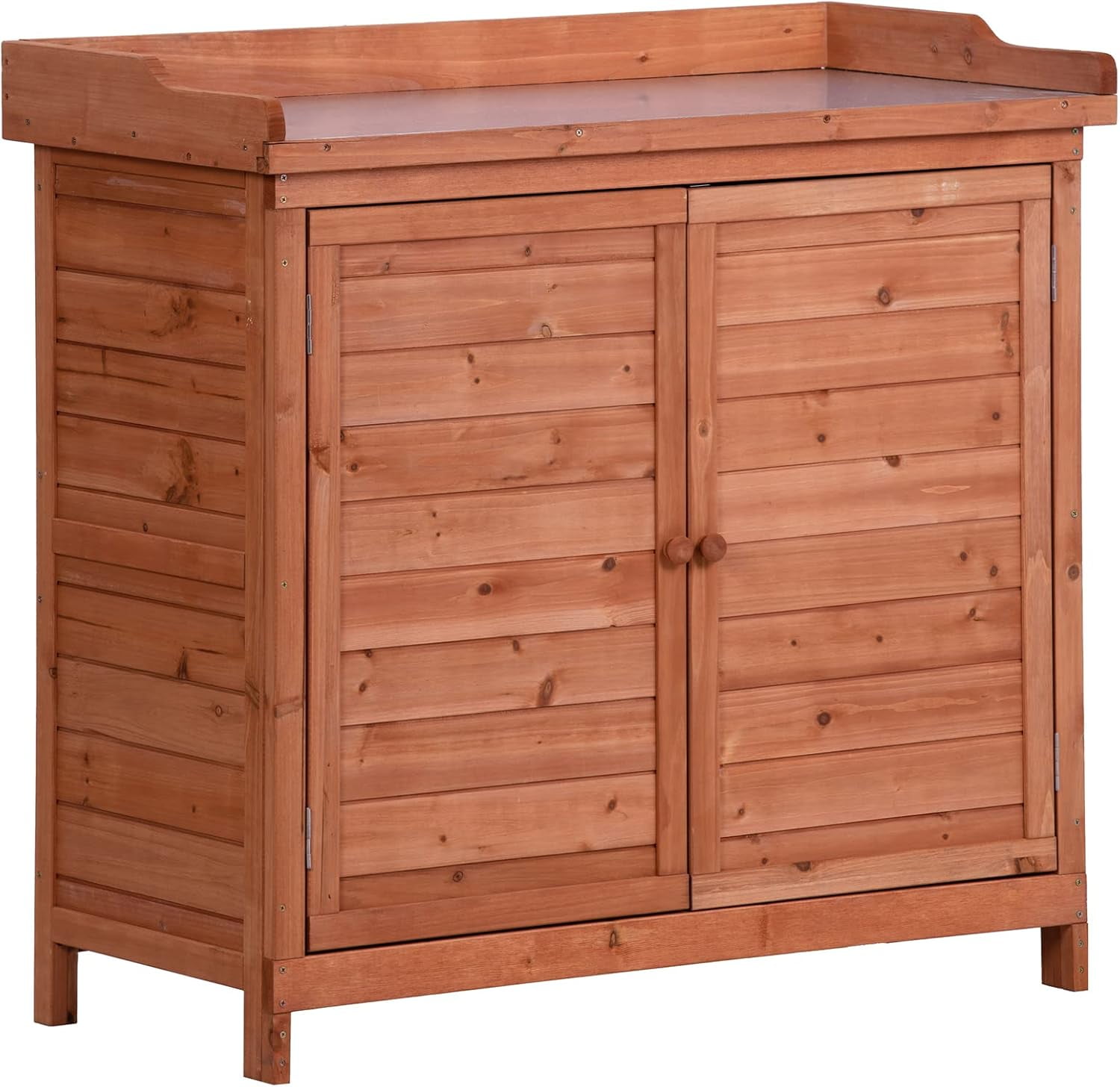 CHLET Outdoor Wooden Storage Cabinet Waterproof, Tool Shed with Potting ...