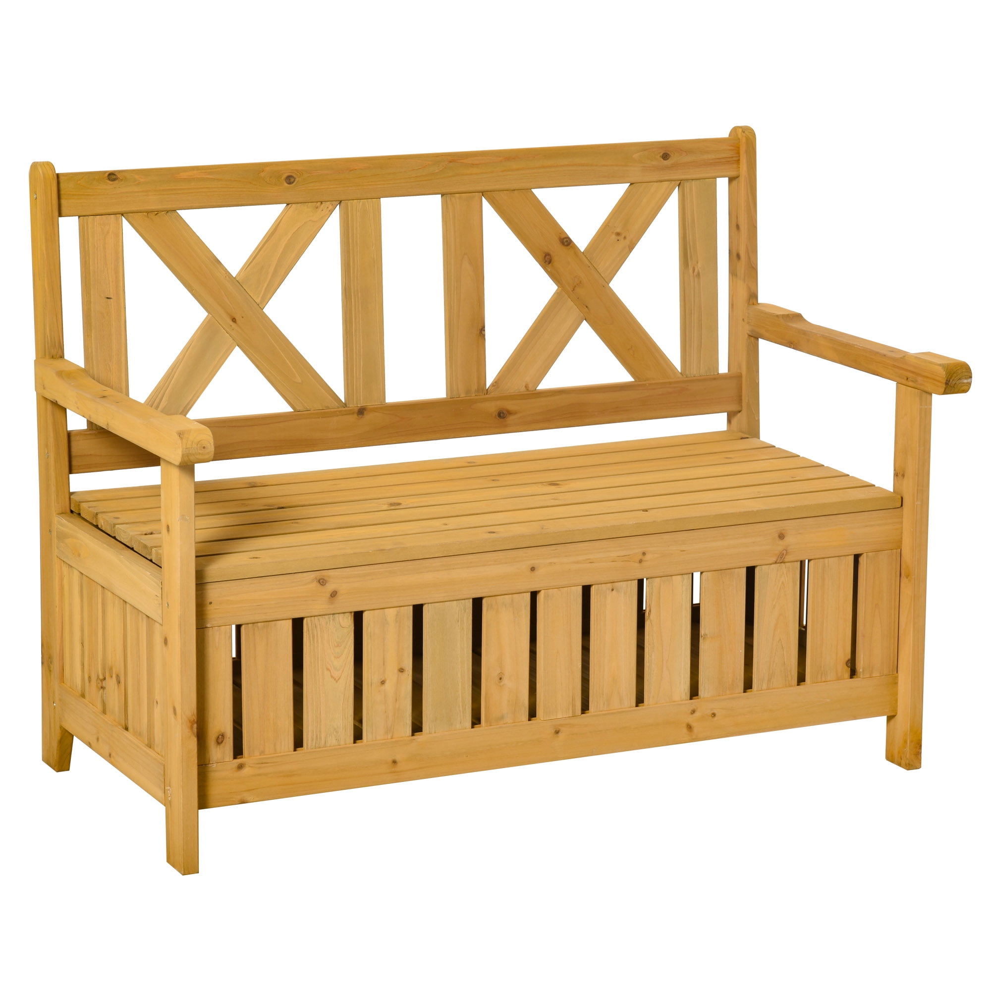 CHLET Patio Wooden Bench with Storage Box, 29 Gallon Outdoor Storage ...