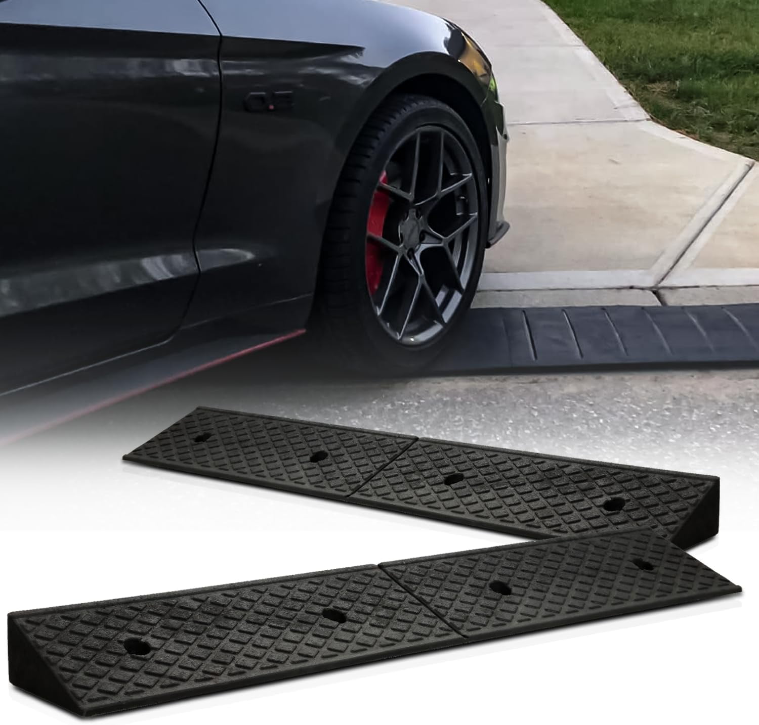 CHLET Rise Threshold Ramp Heavy Duty Loading Driveway Ramp Rubber Curb ...