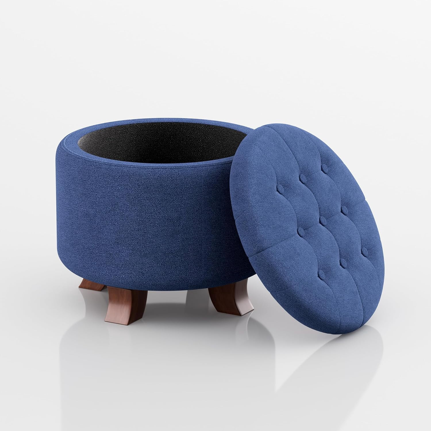 CHLET Storage Round Ottoman ,Upholstery Ottoman Footstool with Legs ...