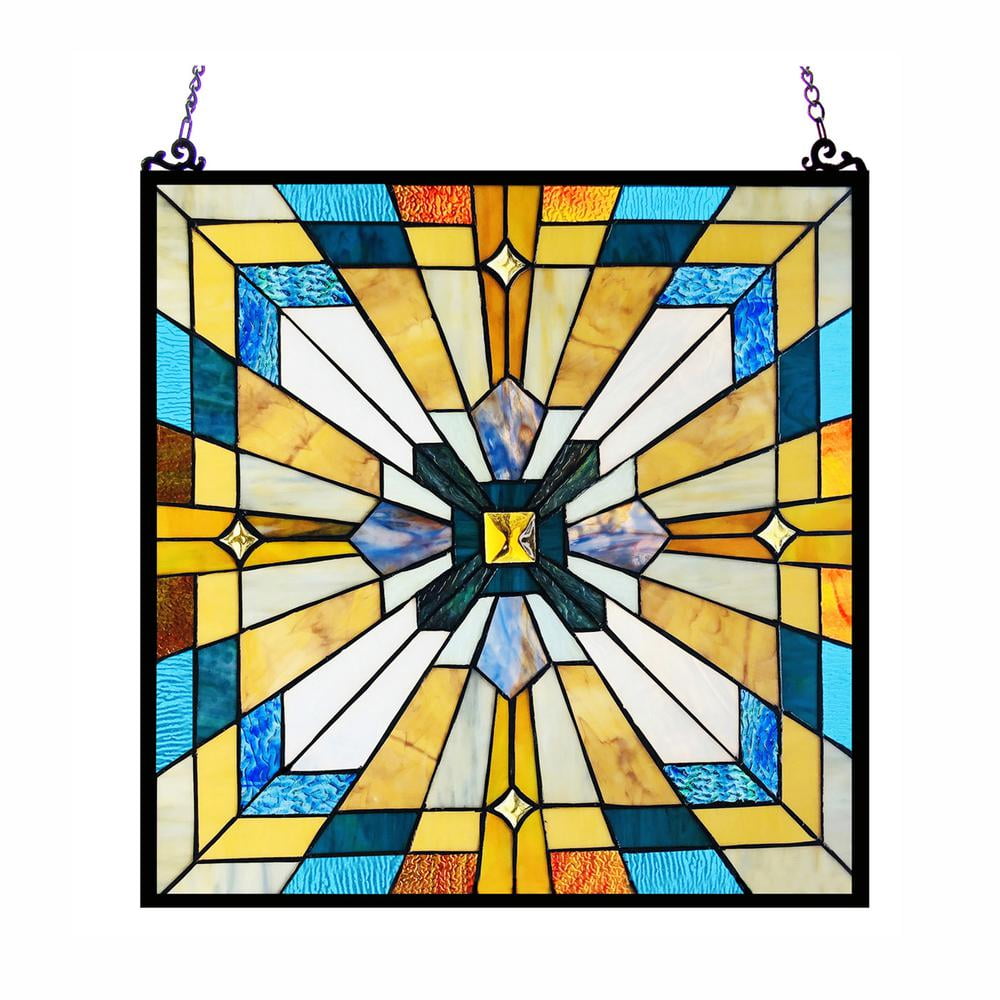 CHLOE Antoinette Tiffany-Style Mission Stained Glass Window Panel 20 ...