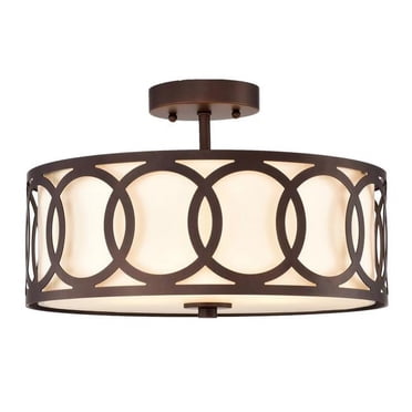 Tiffany Style Mission Semi Flush Mount Ceiling Fixture, Bronze ...