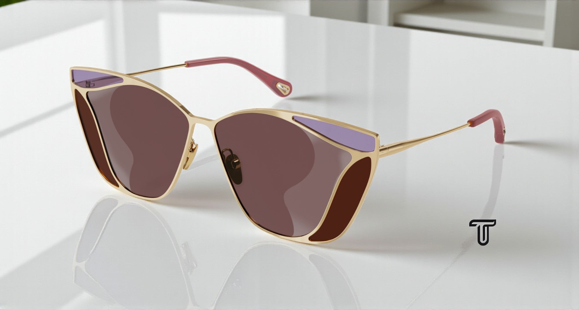 CHLOE CH0049S 004 Directional Gold Shiny Violet 59 mm Women's ...