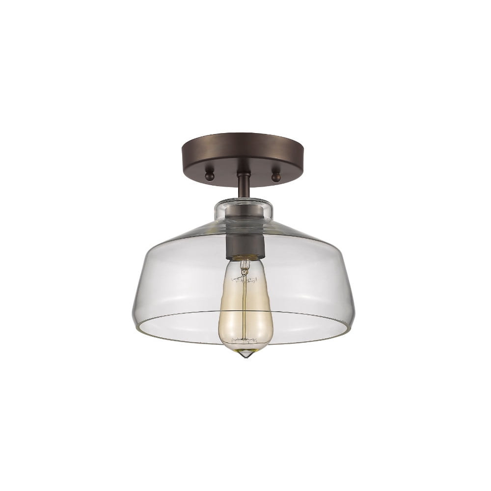 CHLOE Dickens Industrial 1 Light Bronze Semi-flush Ceiling Fixture 9 ...