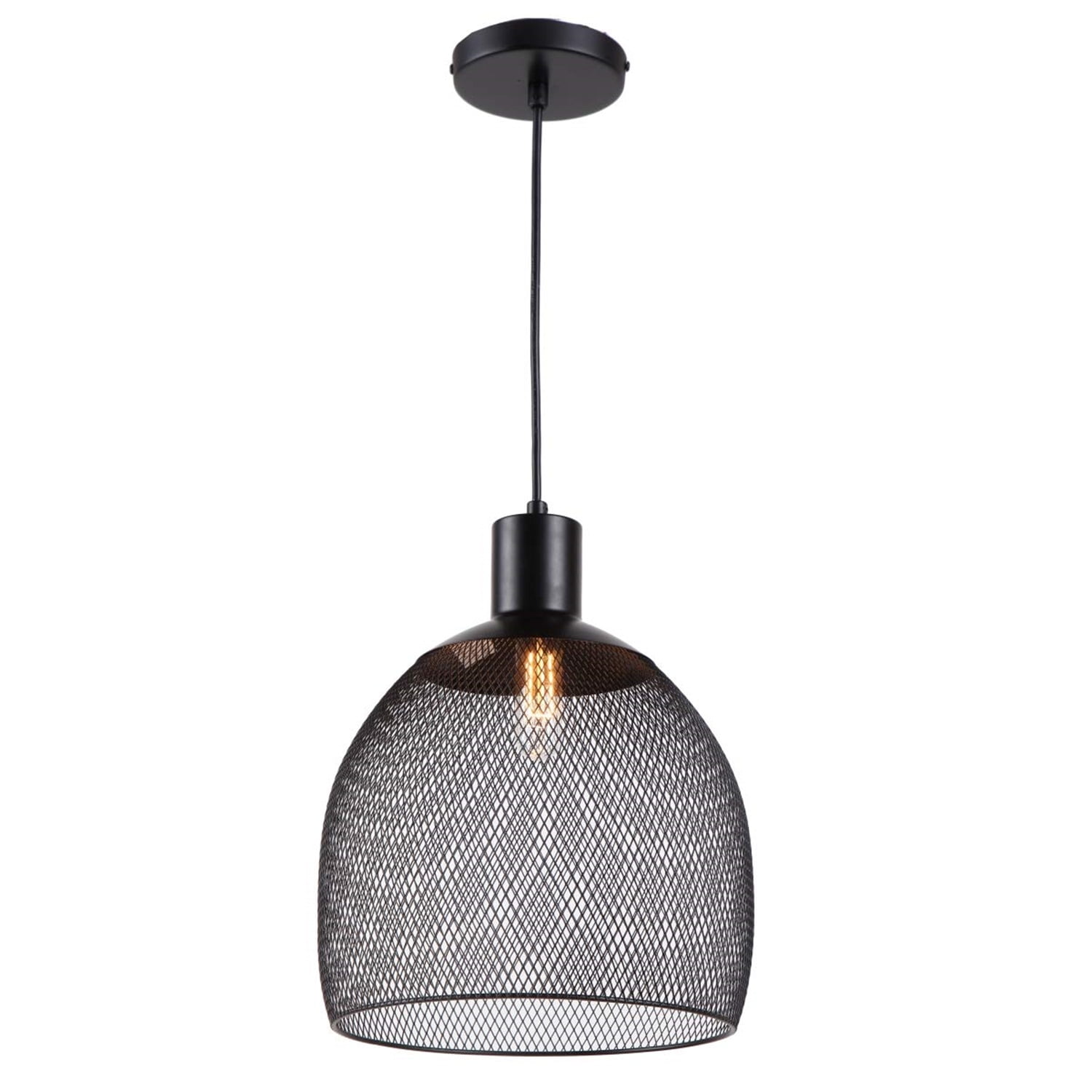 CHLOE Industrial 1 Light Mini Ceiling Pendant, Textured Black, 11.5 ...