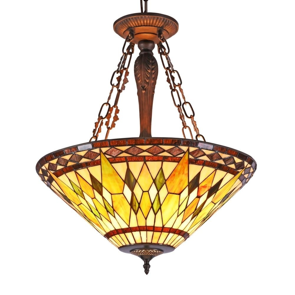 CHLOE Lighting AIKEN Tiffany-style 3 Light Inverted Ceiling Pendant 20 ...